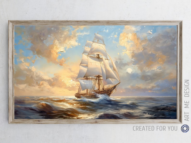 Summer Sailboat Frame Tv Art, Summer Lake Frame TV Art Coastal House ...