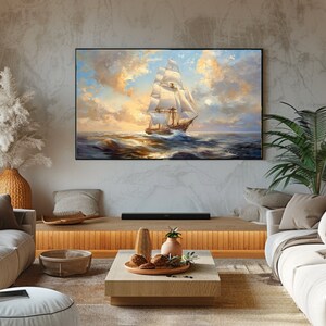 Summer Sailboat Frame Tv Art, Summer Lake Frame TV Art Coastal House ...