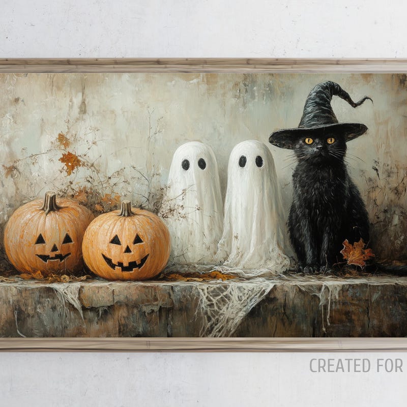 Halloween Picture Black Cat Pumpkins - Etsy
