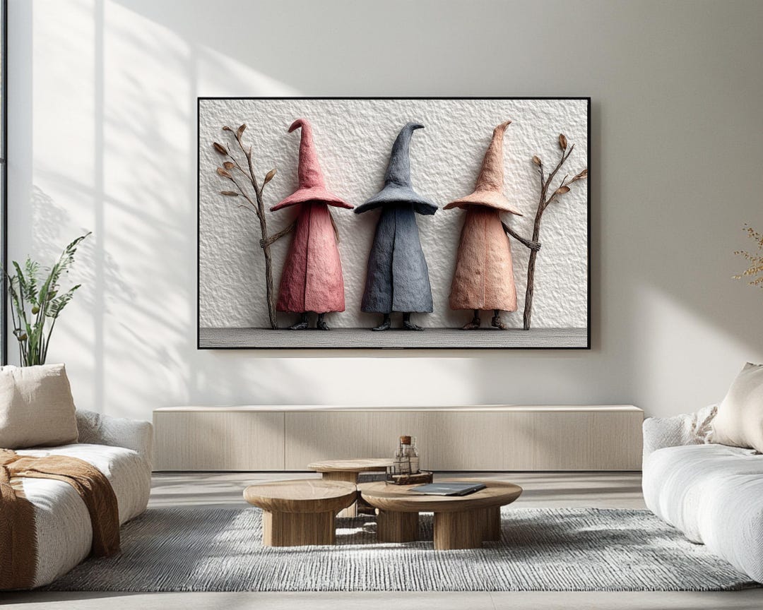 Three Witches Frame TV Art, Minimalist Halloween Digital Download ...