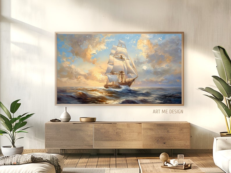 Summer Sailboat Frame Tv Art, Summer Lake Frame TV Art Coastal House ...