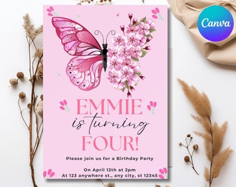 Butterfly Birthday Invitation Girl Butterfly Party Butterfly Invitation ...