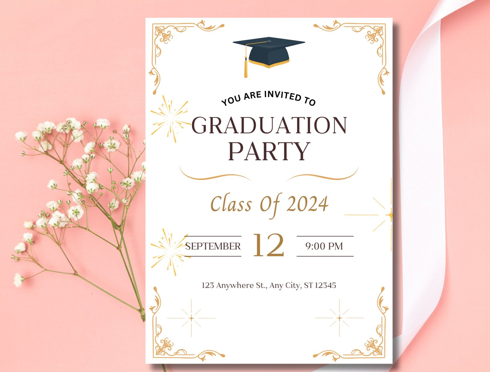 Graduation Party Invitation, Graduation Invitation Template, High ...