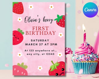 Berry Sweet Birthday Invitation, Girls Birthday, Editable Template ...