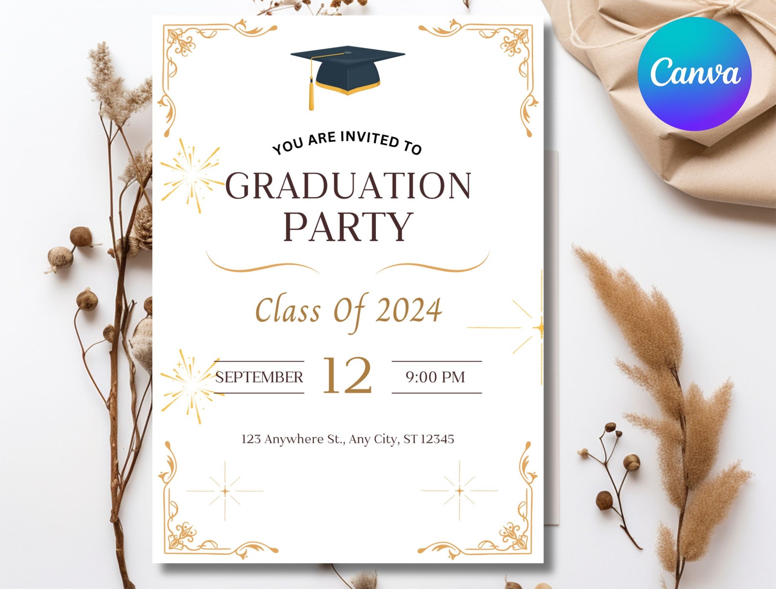 Graduation Party Invitation, Graduation Invitation Template, High ...