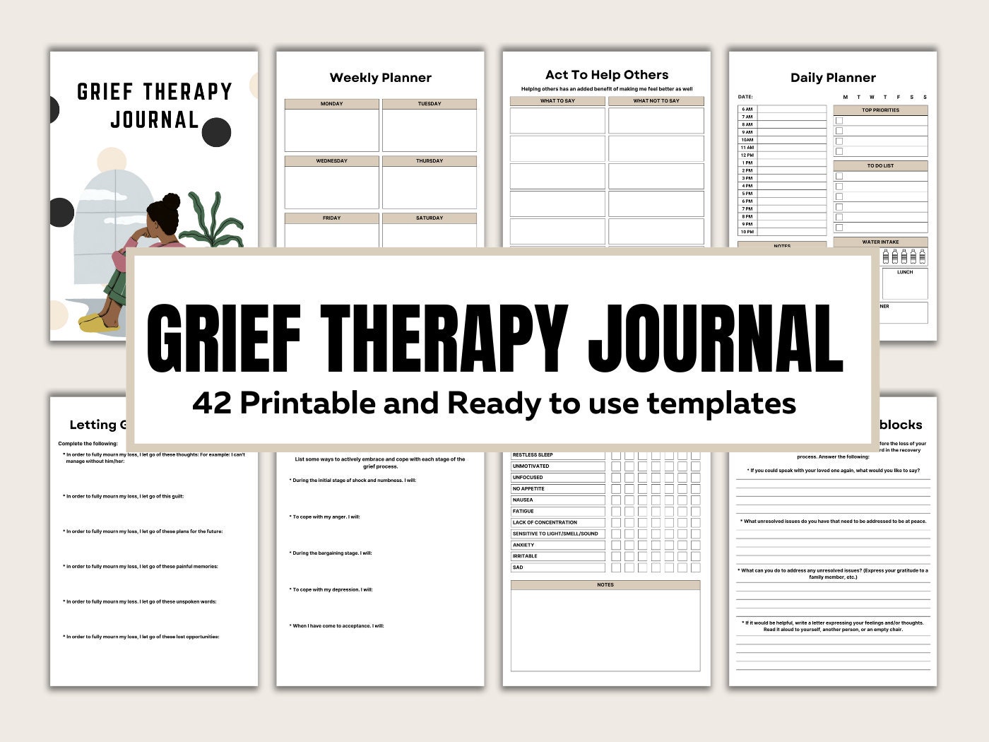 Grief Therapy Journal, Grief and Loss Worksheets Bundle, Grief Gift Printable, Grief Journal ...