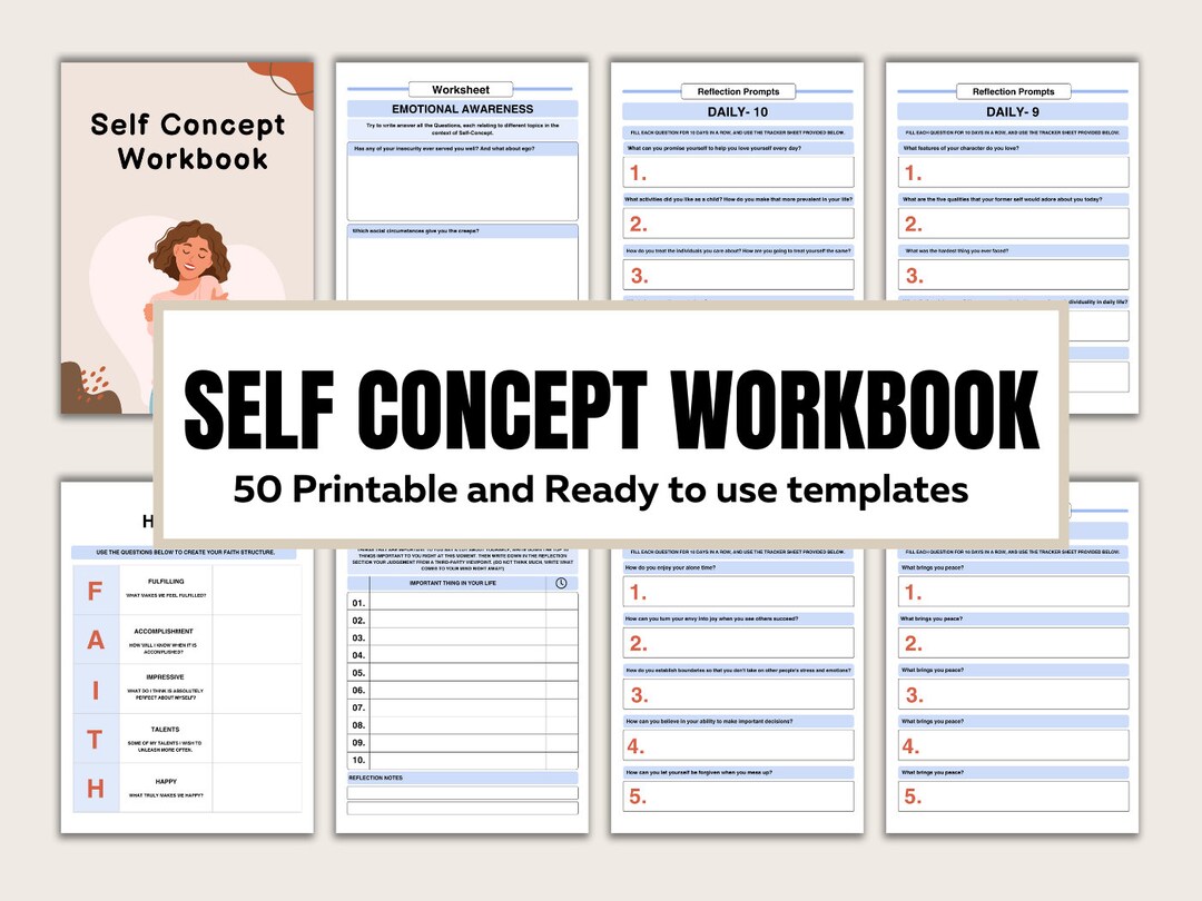Self Concept Workbook, Self Esteem Worksheet, Confidence Workbook,self ...