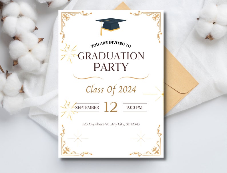 Graduation Party Invitation, Graduation Invitation Template, High ...