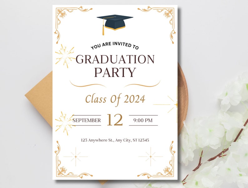 Graduation Party Invitation, Graduation Invitation Template, High ...