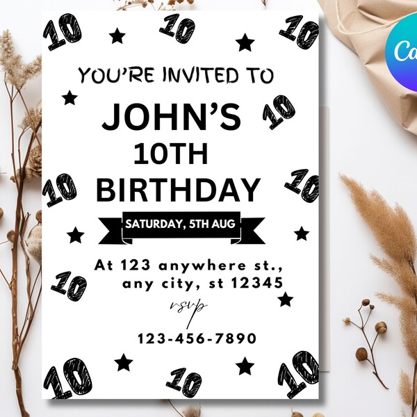10th Birthday Invitation - Etsy