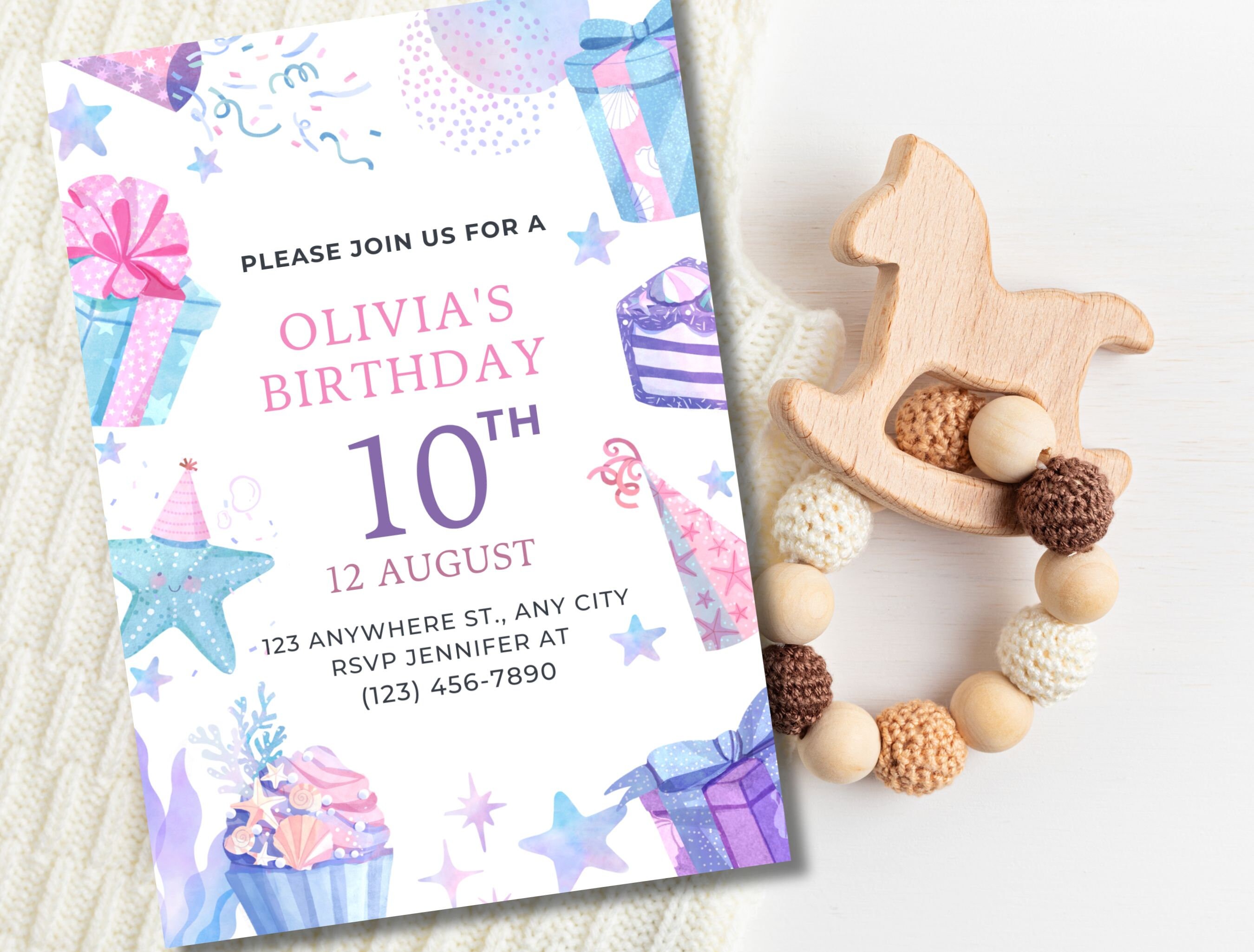 Editable Under the Sea Birthday Invitation, Editable Ocean Animals ...
