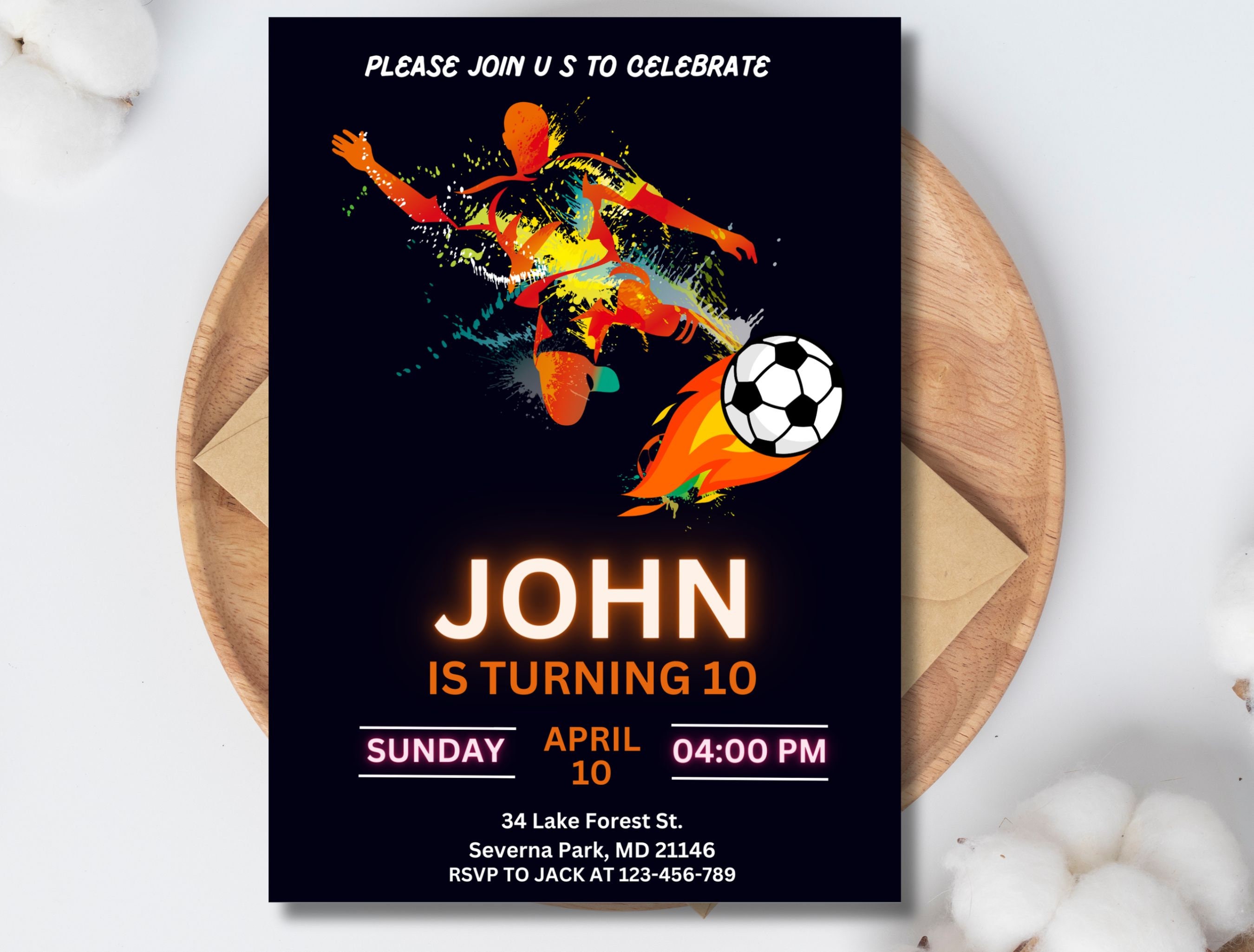 Editable Soccer Birthday Invitation Digital, Soccer Party Invite ...