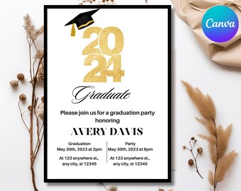 Graduation Invitation Template Printable Editable Electronic Graduation ...