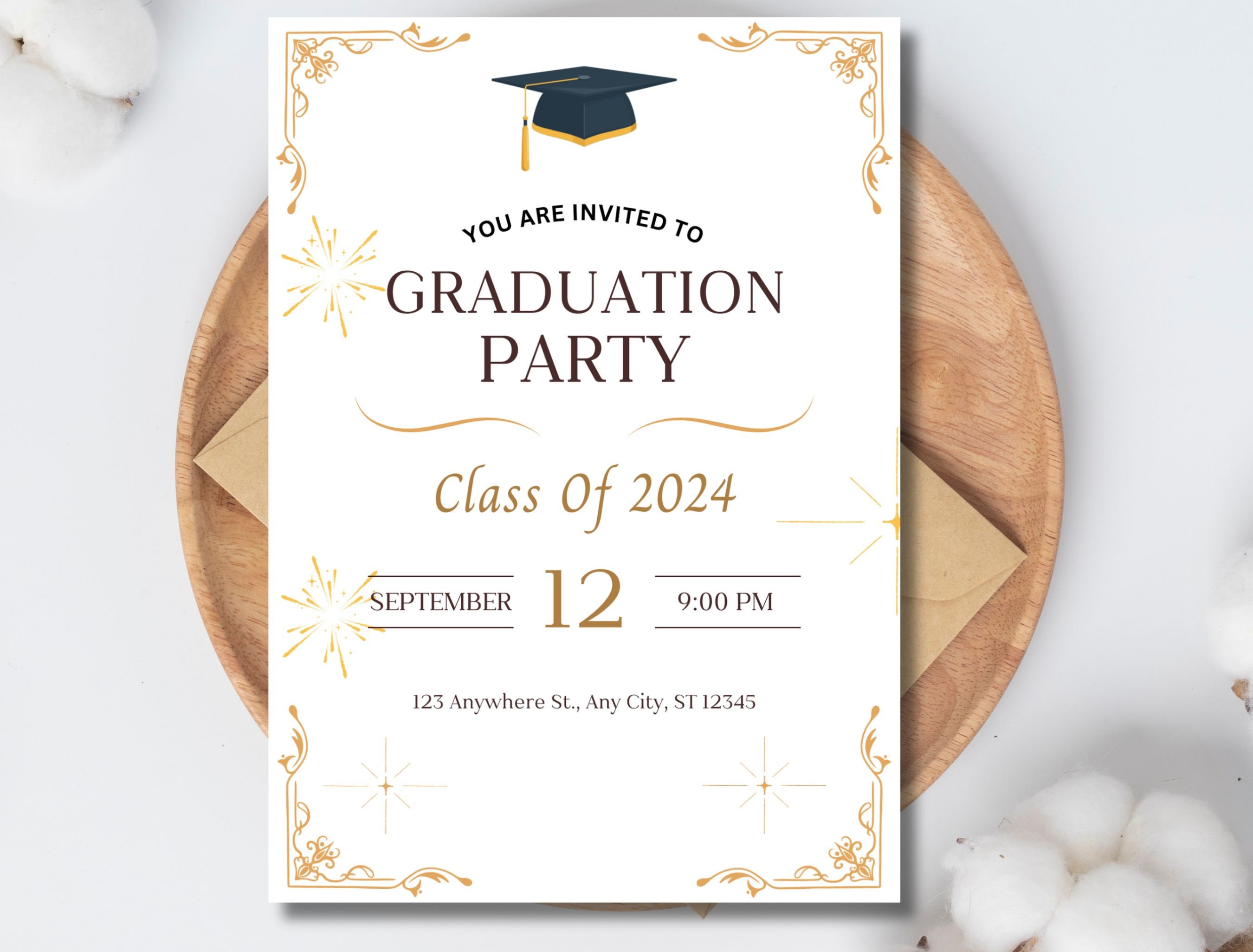 Graduation Party Invitation, Graduation Invitation Template, High ...