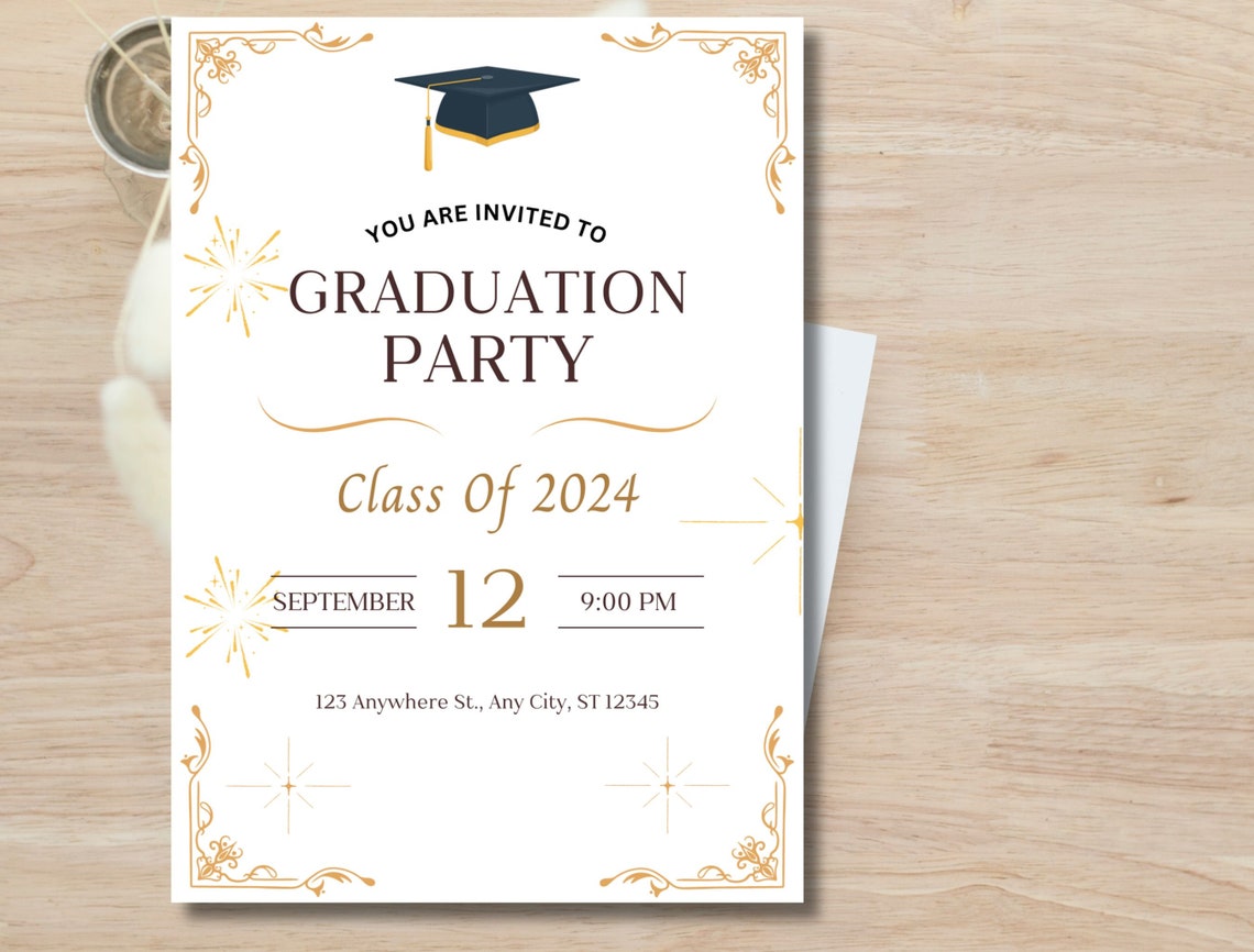 Graduation Party Invitation, Graduation Invitation Template, High ...