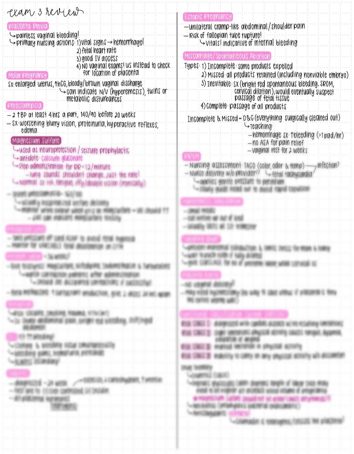 Maternity Nursing: Pregnancy Complications - Handwritten Notes (10 ...