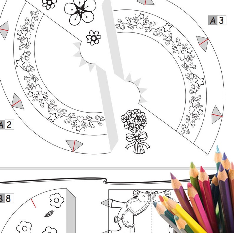 Printable Paper Toy Carousel Paper Craft Kit Coloring Pages Printable ...