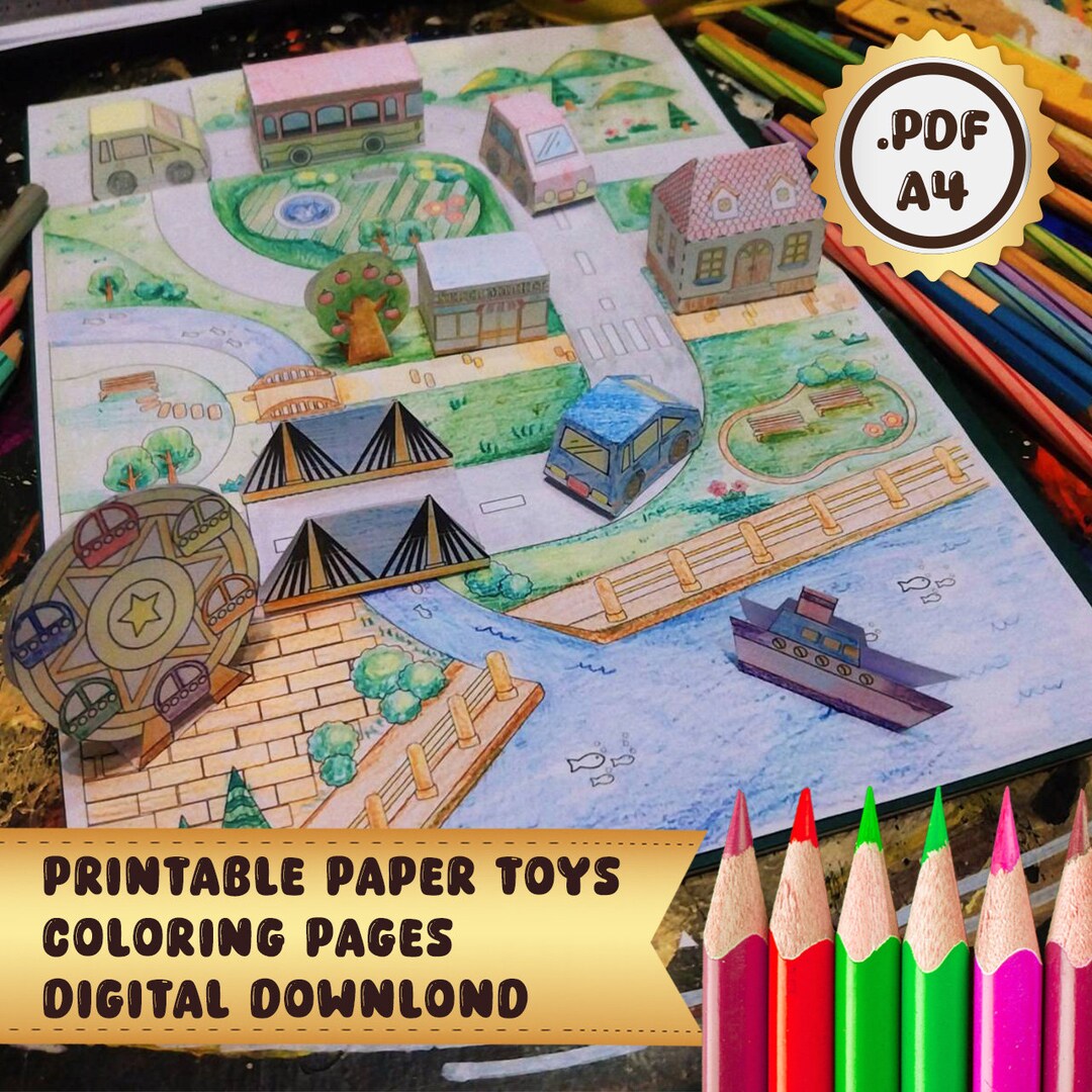 Printable Paper Toy, Paper Toy City, Printable Activity Sheets, Paper ...