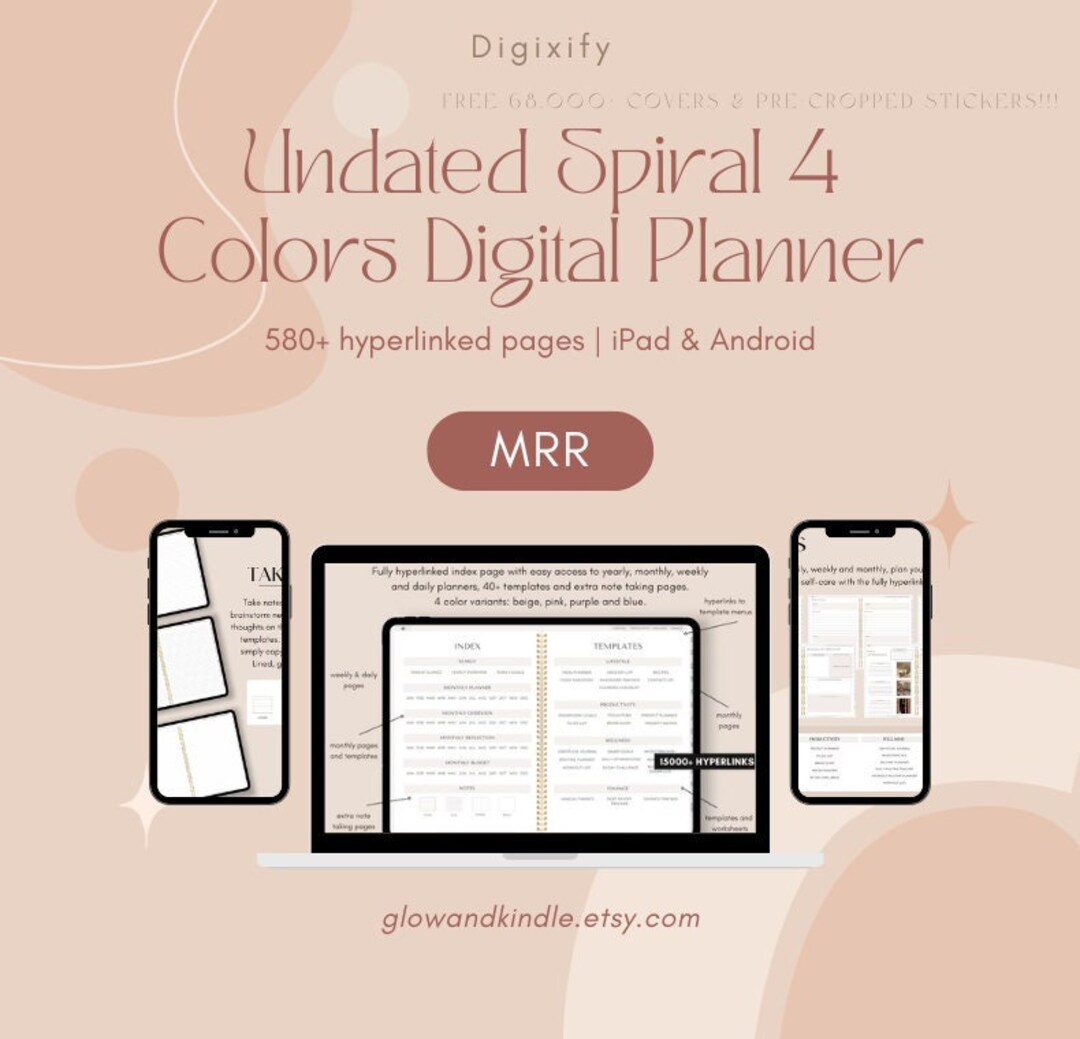 MRR Undated Digital Planner, Monthly Digital Planner, Goodnotes ...