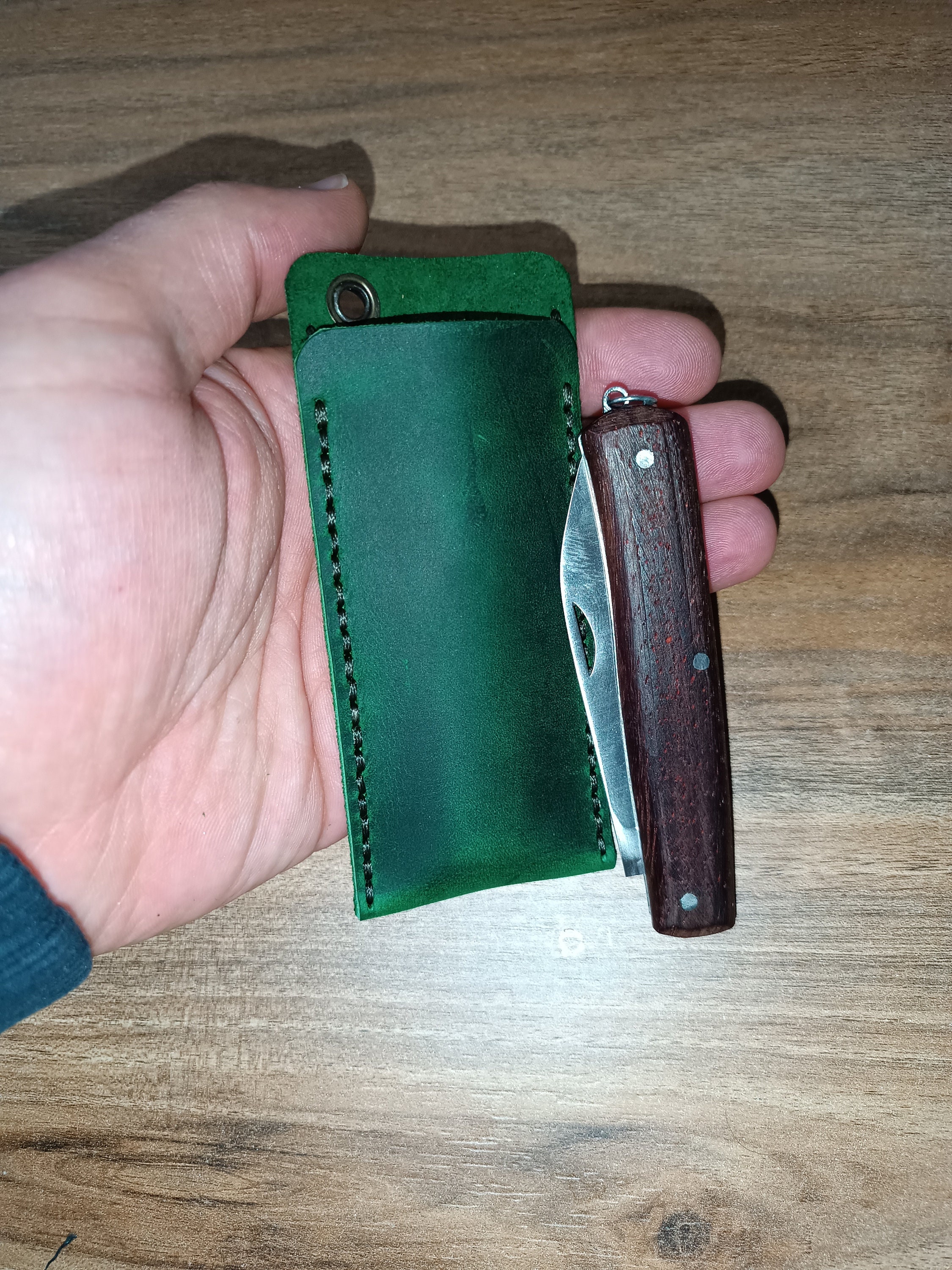 Swiss Army Pocket Knife Sheath.leather Pocket Knife Case. Green Knife ...