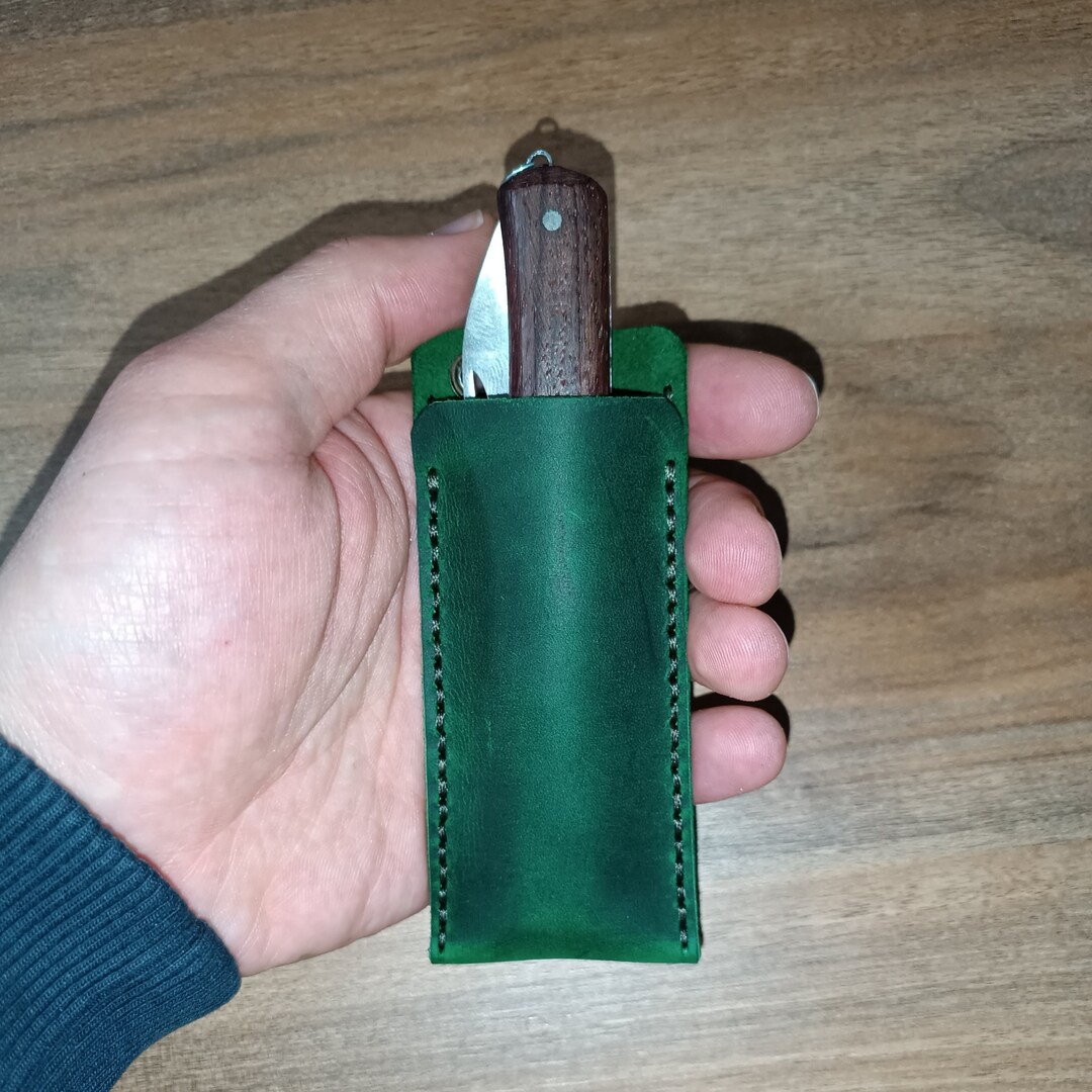 Swiss Army Pocket Knife Sheath.leather Pocket Knife Case. Green Knife ...