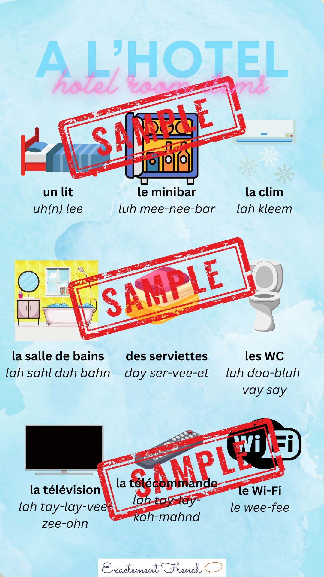 French Vocabulary Wallpaper for Travelers and Students - Etsy