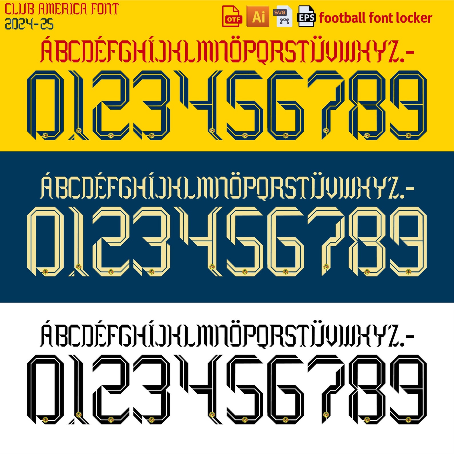 Fuente Vector Club America 2024-2025 en OTF, SVG, EPS, Ai - Etsy México