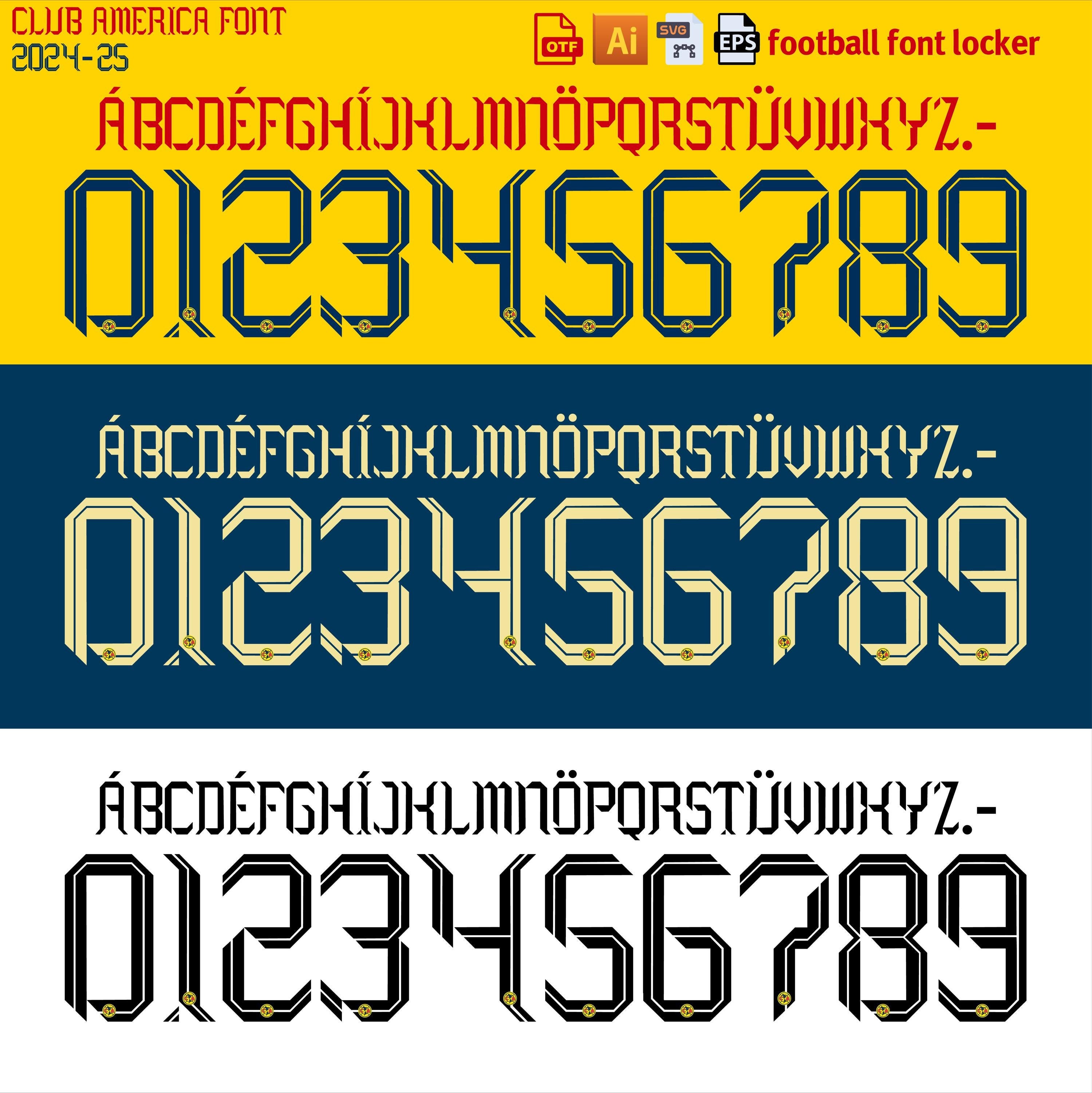 Font Vector Club America 2024-2025 in OTF, SVG, EPS, Ai - Etsy