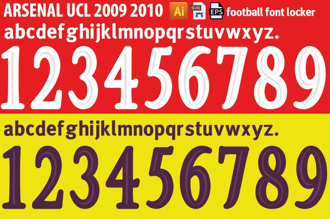 Font Vector Arsenal UCL 2009/10 in SVG, EPS, Ai - Etsy