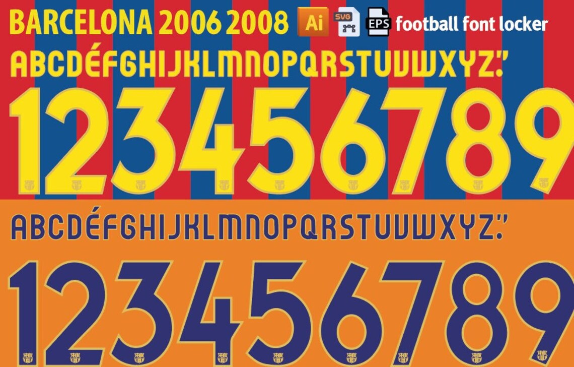 Font Vector Barcelona 2006/08 in SVG, EPS, Ai - Etsy