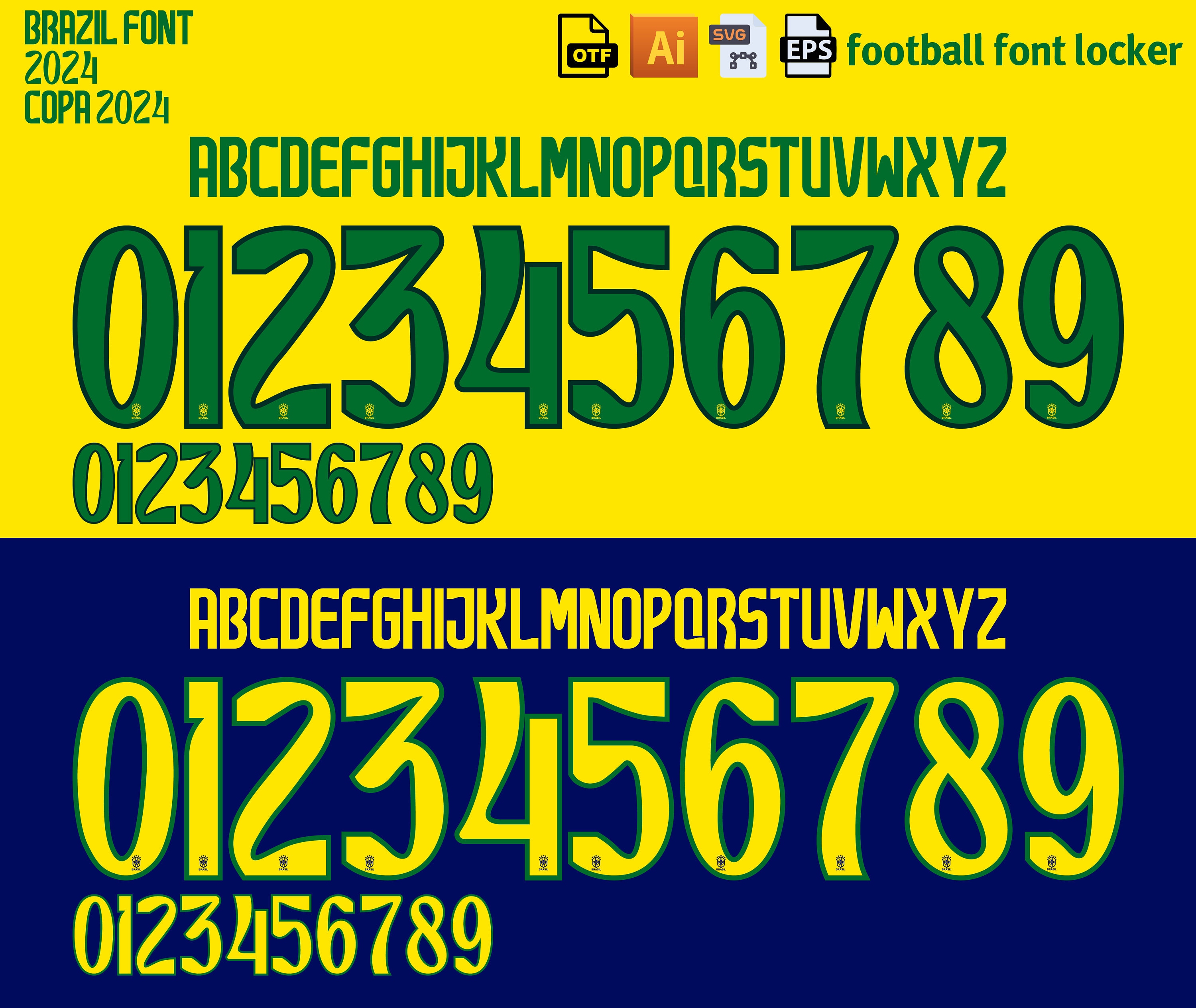 Font Vector Brazil Copa 2024 in OTF, SVG, EPS, Ai - Etsy Australia