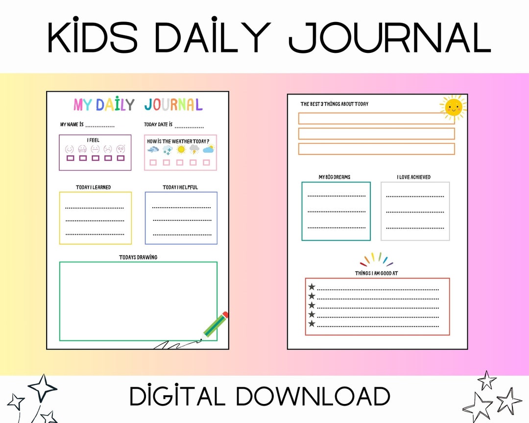 Kids Daily Journal Printable Journal for Kids Diary for Children Kids ...