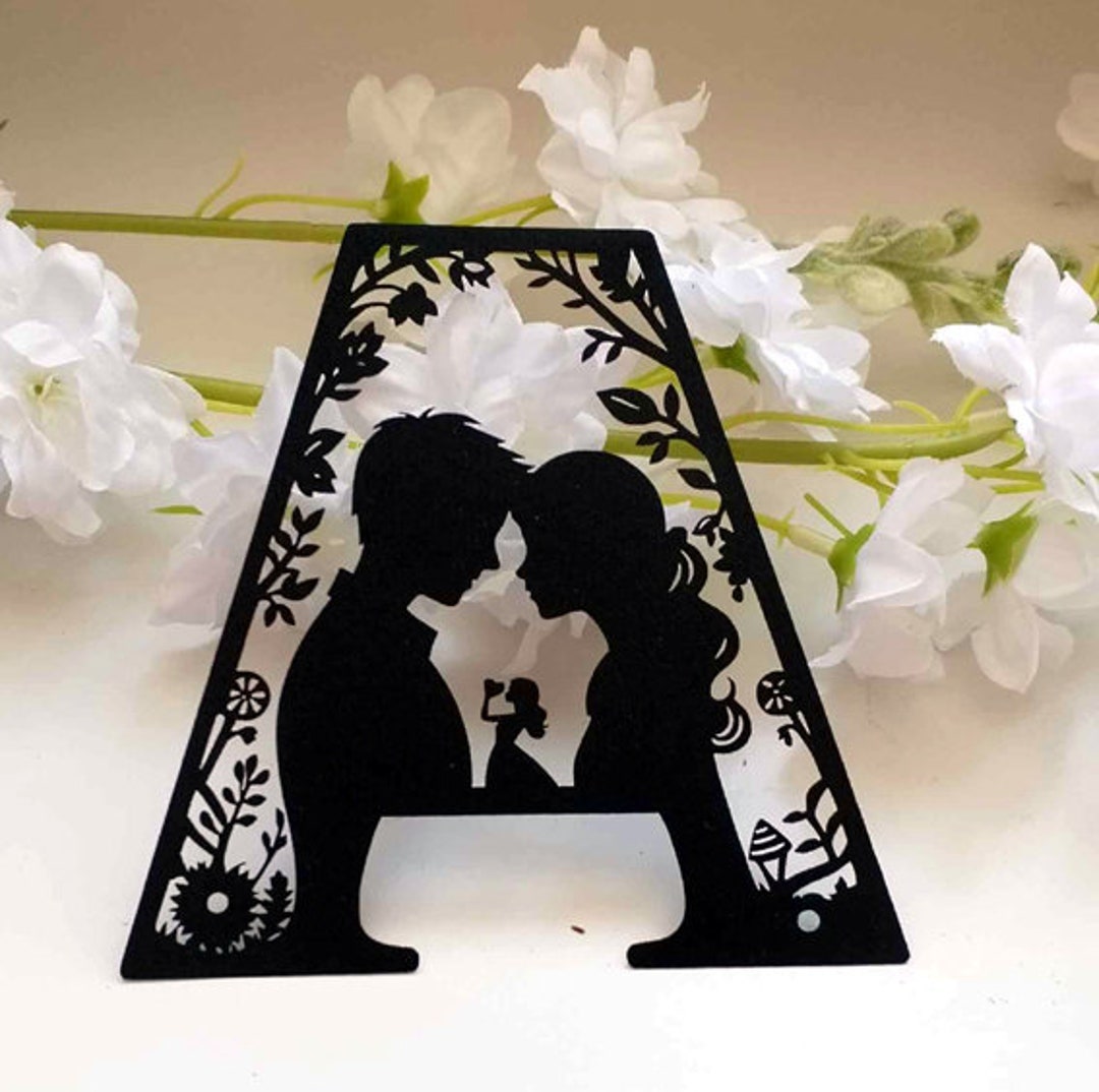 Monogram Miniature Letters - Letter A With Loving Couples SVG, Monogram ...