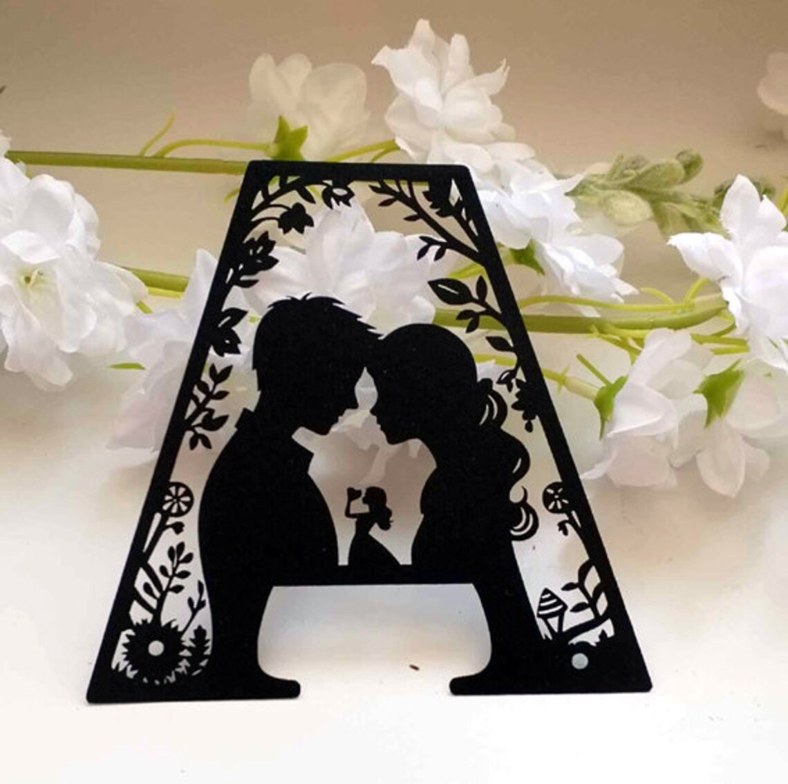 Monogram Miniature Letters - Letter A With Loving Couples SVG, Monogram ...