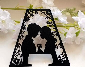 Monogram Miniature Letters Letter B With Loving Couples SVG, Monogram ...