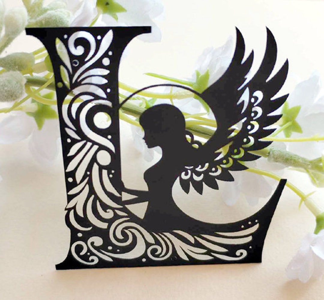 Monogram Miniature Letters - Angel Letter L SVG, Monogram, Wedding ...