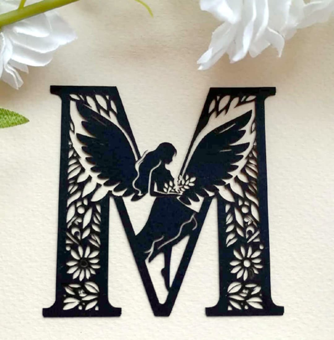 Monogram Miniature Letters - Angel Letter M SVG, Monogram, Wedding ...