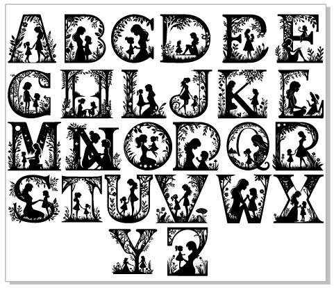 Monogram Miniature Letters - Alphabet A-Z SVG, Monogram, Wedding ...