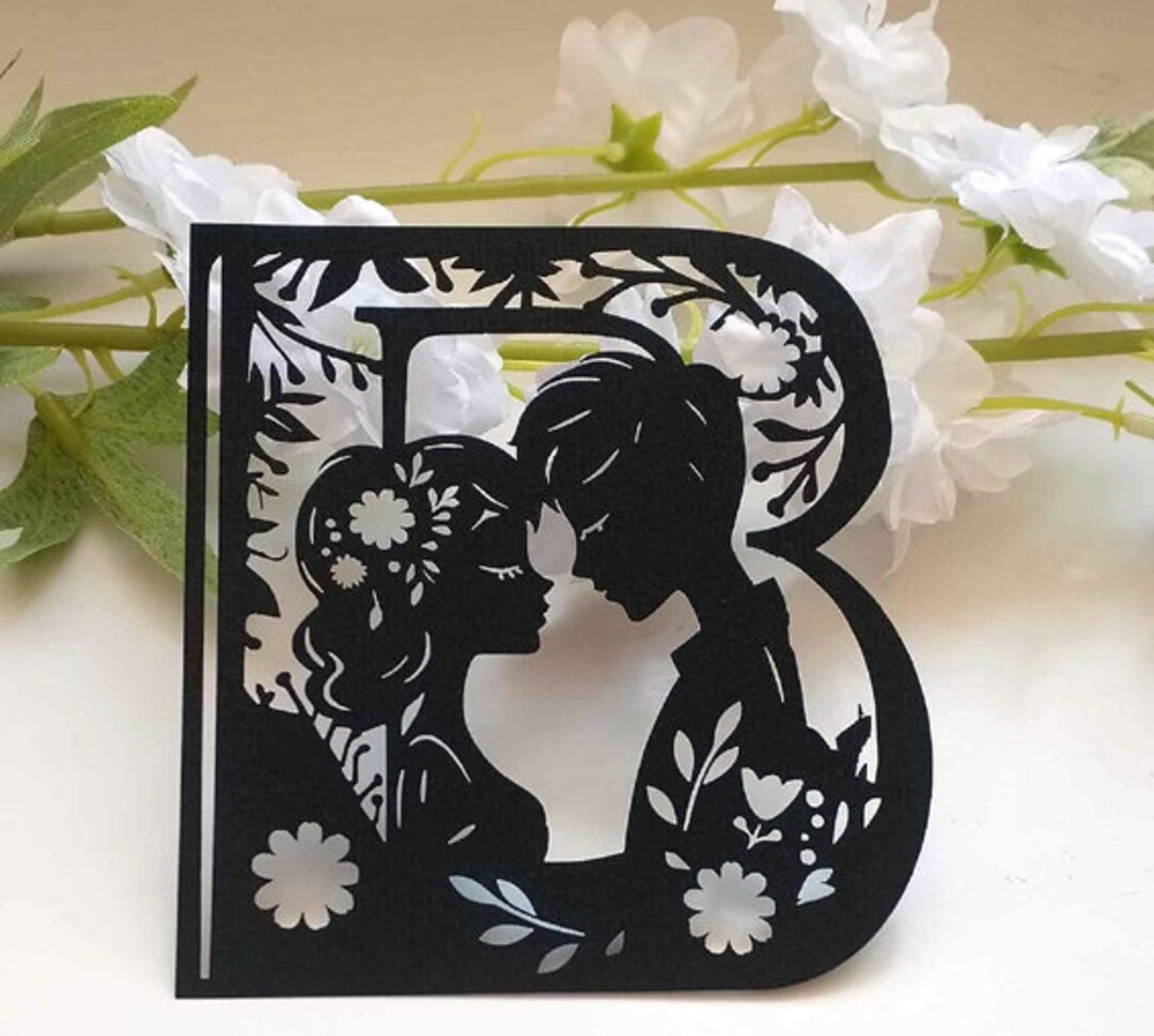 Monogram Miniature Letters - Letter B With Loving Couples SVG, Monogram ...