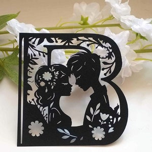 Monogram Miniature Letters - Letter B With Loving Couples SVG, Monogram ...