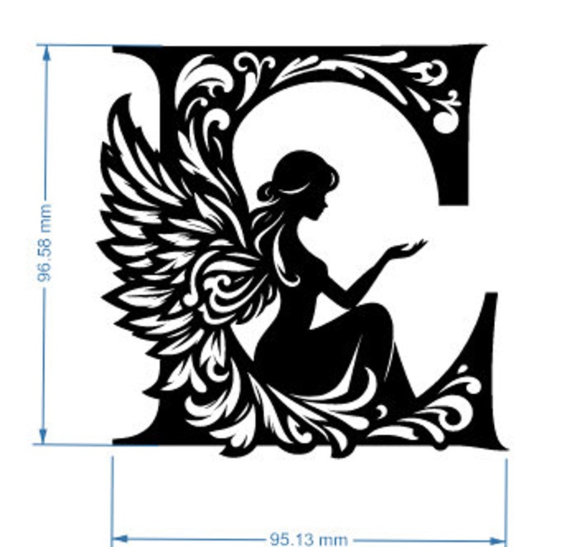 Monogram Miniature Letters - Angel Letter E SVG, Monogram, Wedding ...