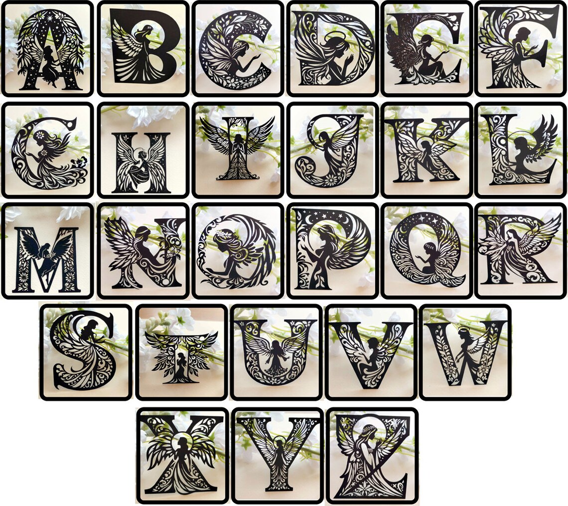 Monogram Miniature Letters - Angel Latin Alphabet SVG, Monogram ...