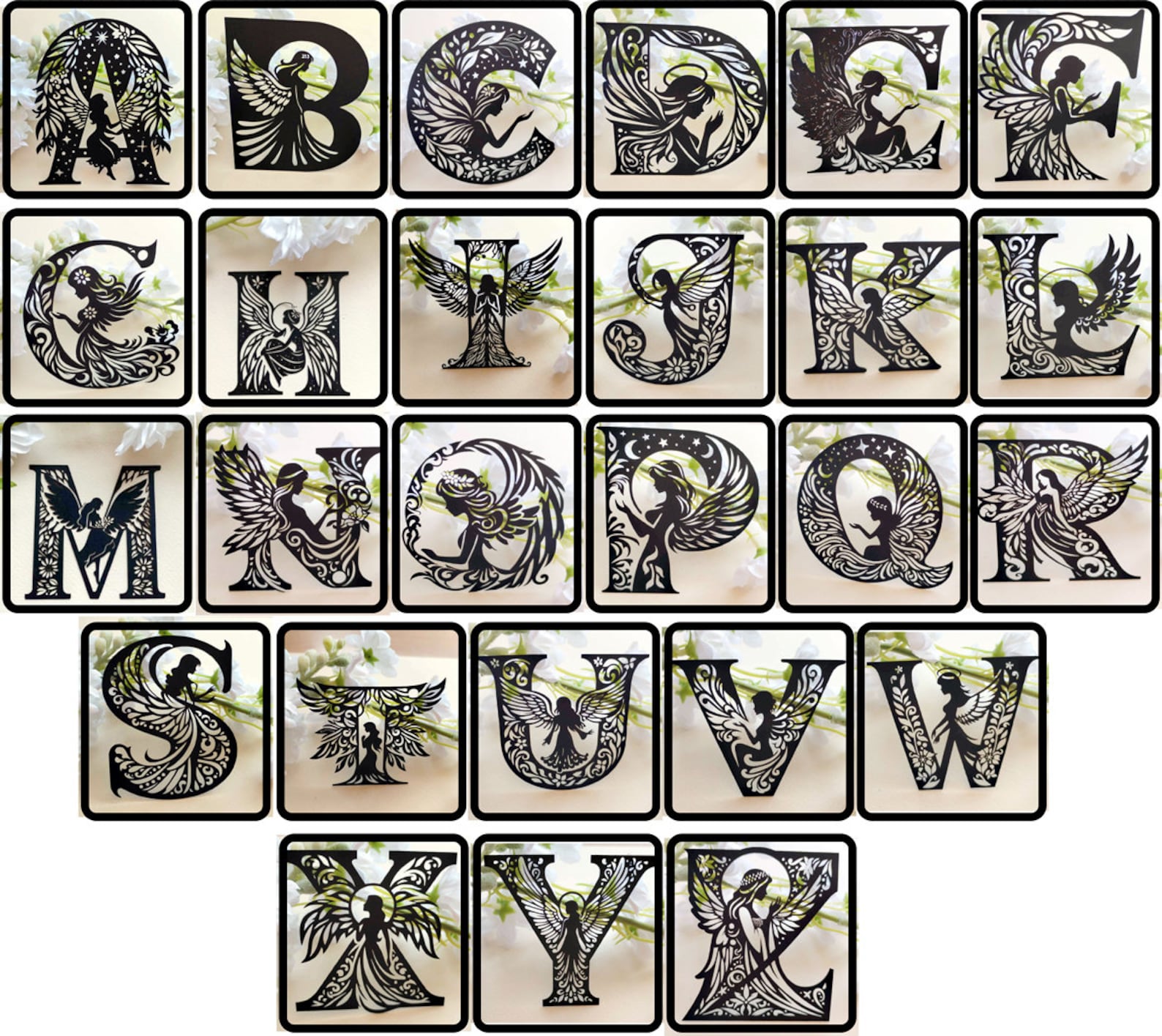Monogram Miniature Letters - Angel Latin Alphabet SVG, Monogram ...