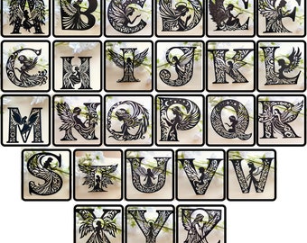 Monogram Miniature Letters Angel Letter Q SVG, Monogram, Wedding ...