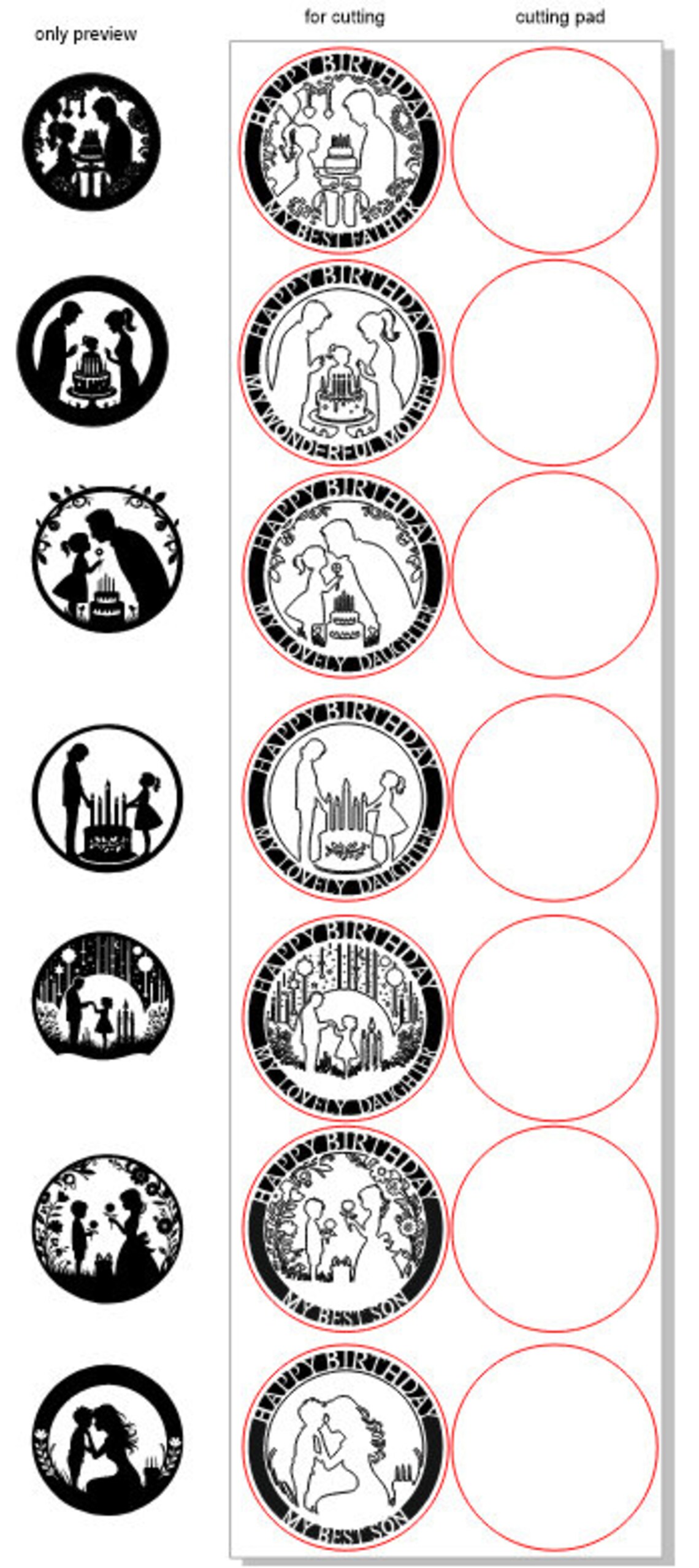 Happy Birthday My Family Bundle - 1 Digital Cut Files SVG TEMPLATE ...