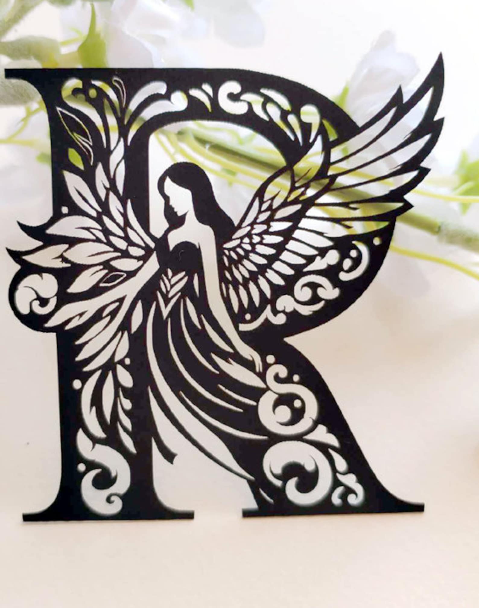 Monogram Miniature Letters - Angel Letter R SVG, Monogram, Wedding ...