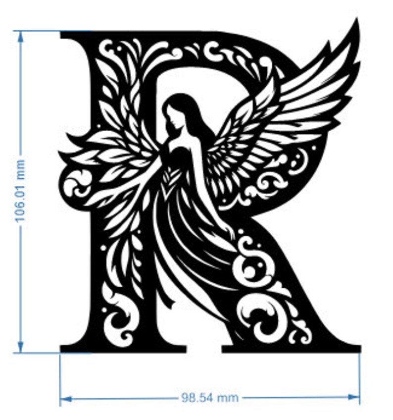 Monogram Miniature Letters - Angel Letter R SVG, Monogram, Wedding ...