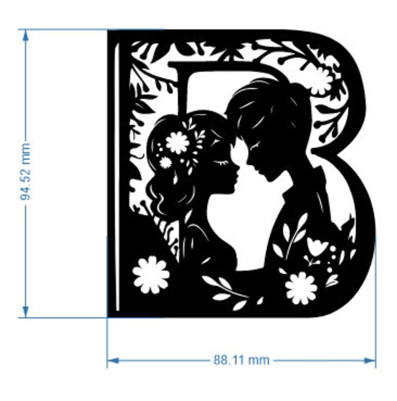 Monogram Miniature Letters - Letter B With Loving Couples SVG, Monogram ...