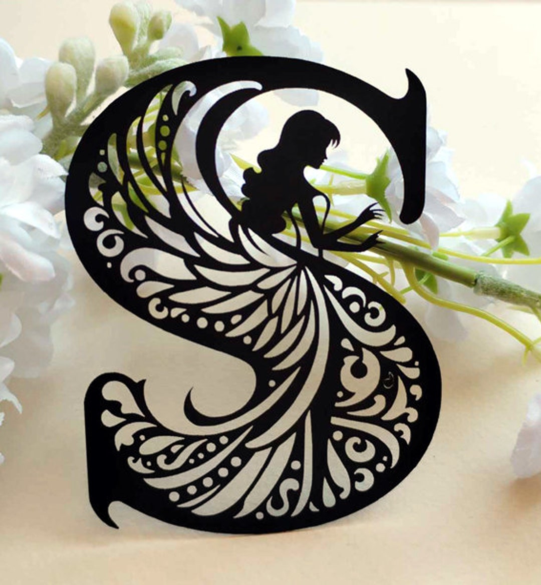 Monogram Miniature Letters - Angel Letter S SVG, Monogram, Wedding ...