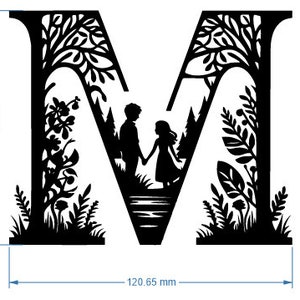 Monogram Miniature Letters - Letter M With Loving Couples SVG, Monogram ...